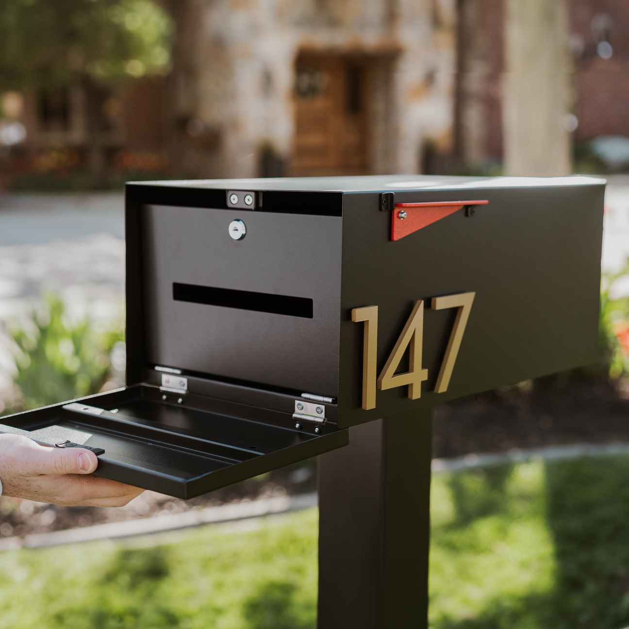 Malone Post Mount Mailbox with Lock–Post & Porch